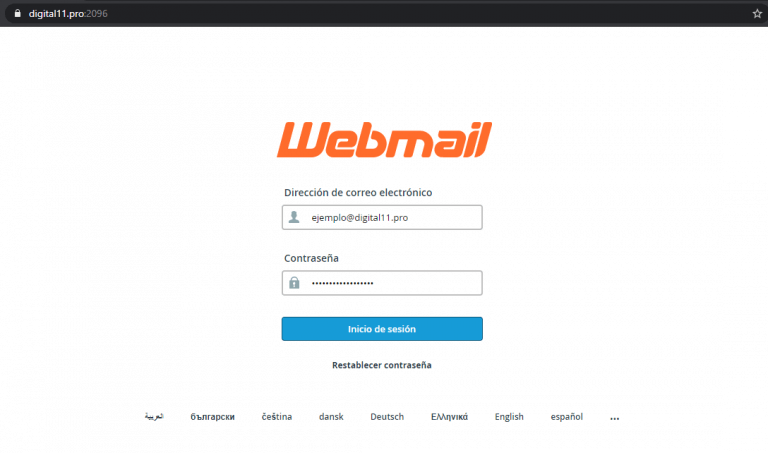 Acceder y Configurar Correos en WEBMAIL → Digital11.pro