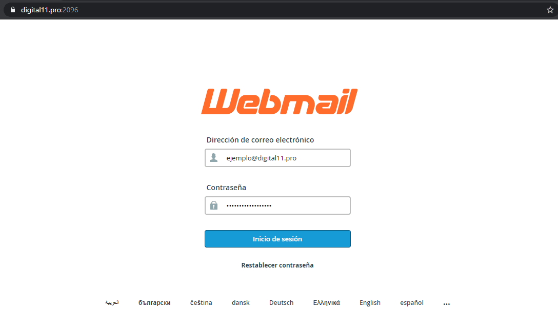 Acceder y Configurar Correos en WEBMAIL → Digital11.pro