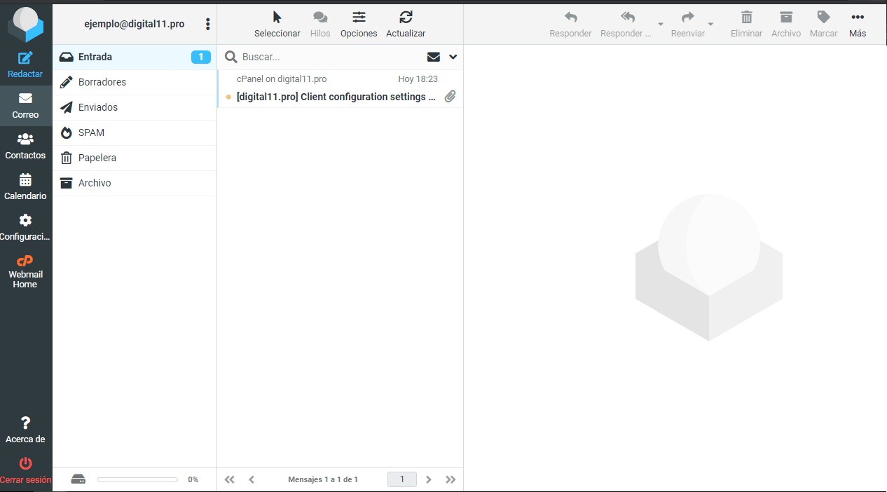 Acceder y Configurar Correos en WEBMAIL → Digital11.pro